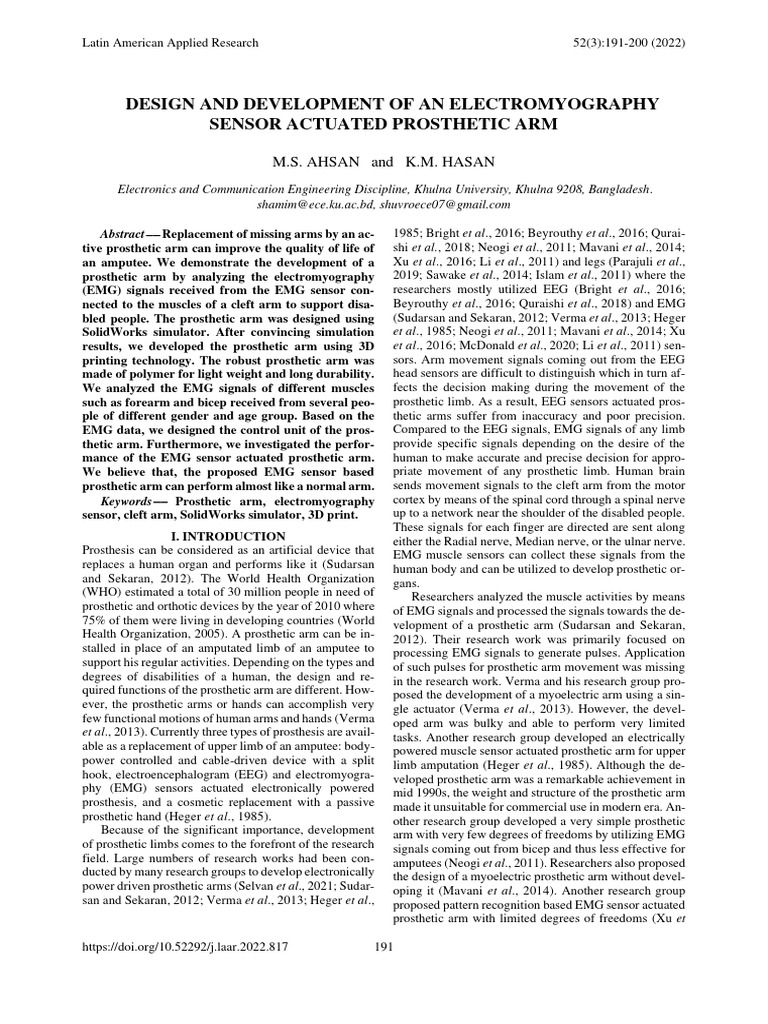Design and Development of An Electromyography Sens | Download Free PDF | Prosthesis ...