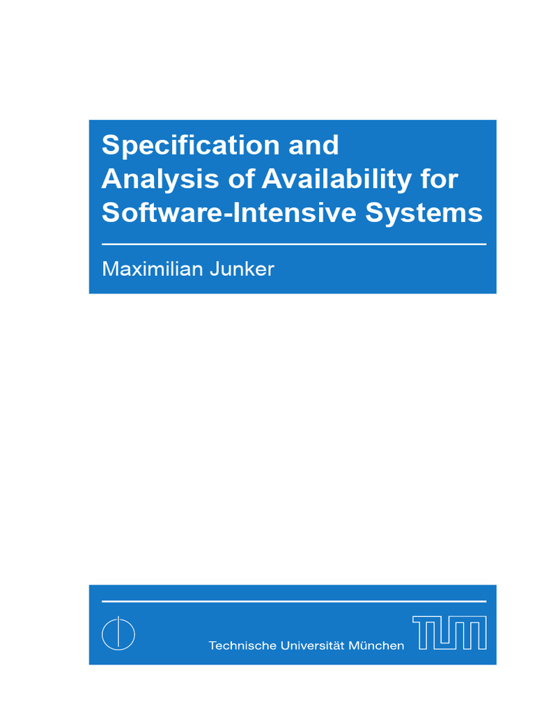 Specification and Analysis of Availability For Software-Intensive ...