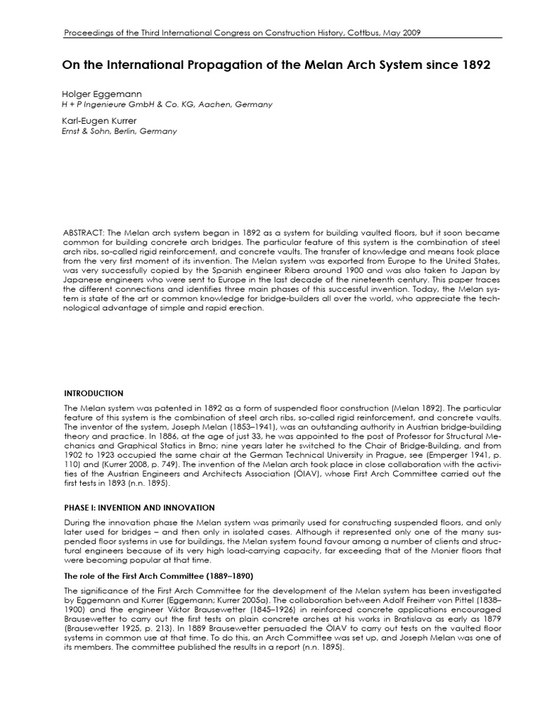 Evolution of the Melan Arch System | PDF | Bridge | Concrete