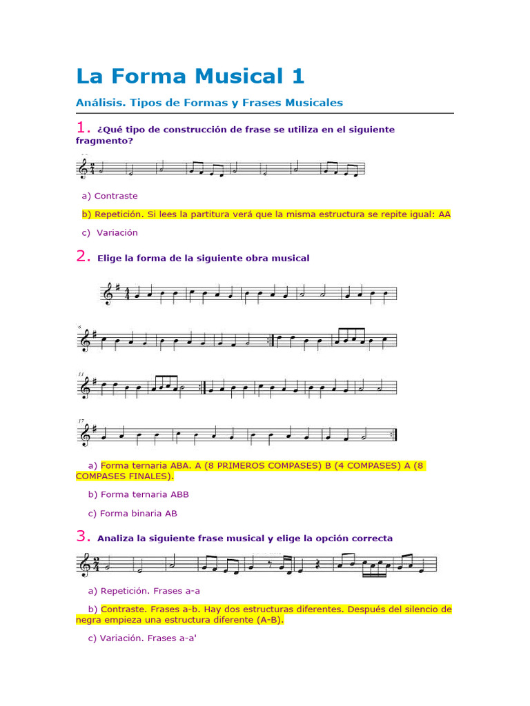 La Forma Musical 1 Corrección | PDF | Artes del Lenguaje y Comunicación