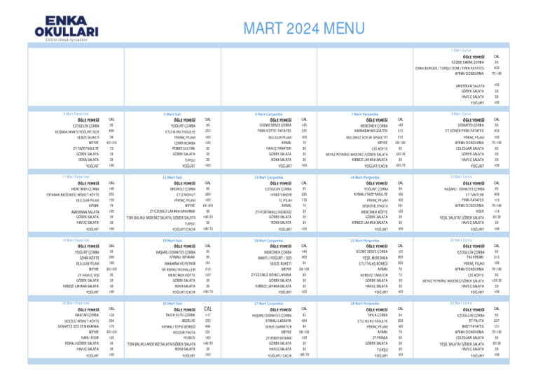 MARCH 2024 Menu TR | PDF