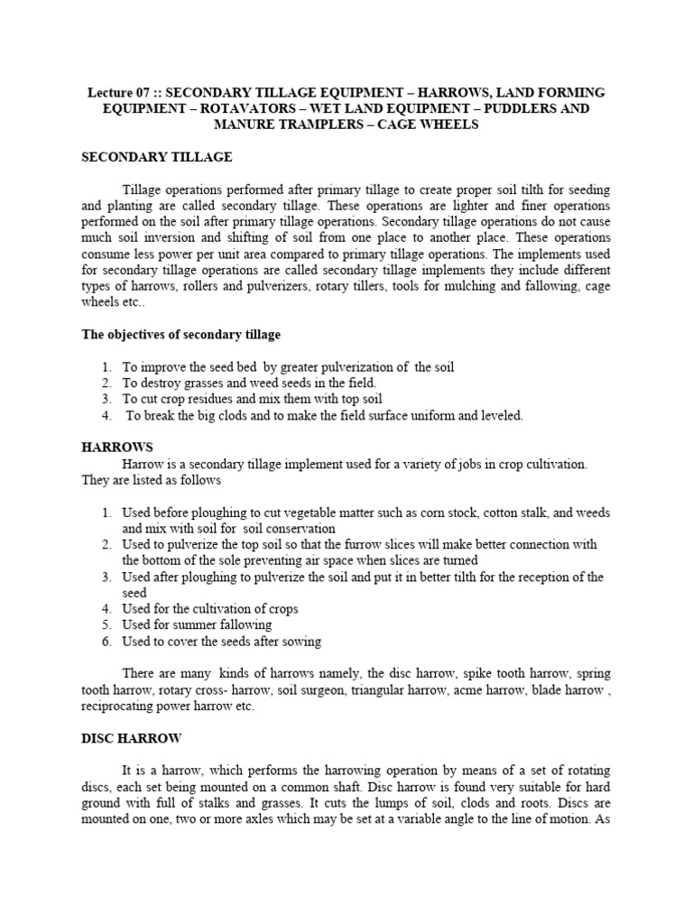 Lec 07 | PDF | Tillage | Plough
