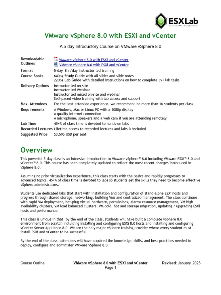 VMware Vsphere 8.0 With ESXi and Vcenter | PDF | Virtual Machine ...