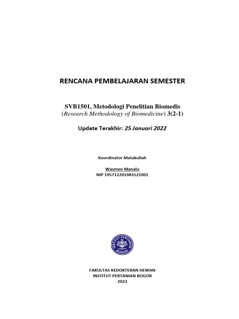 RPS S2 MK Metodologi Penelitian Biomedis 2022 | PDF | Karier & Perkembangan | Komputer