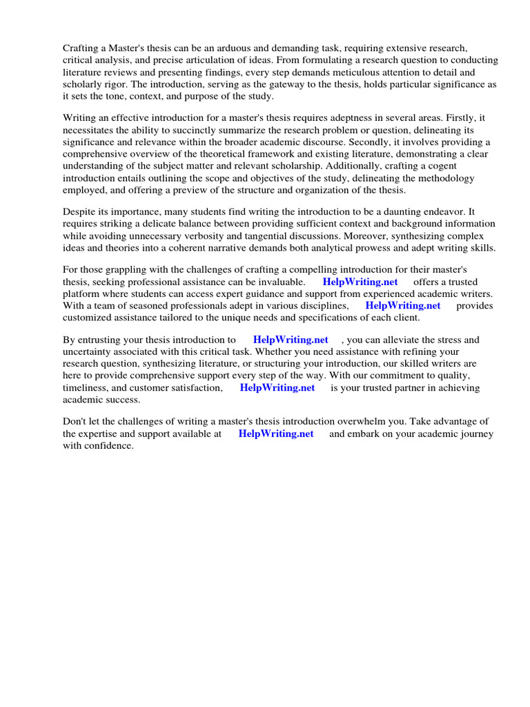 Master Thesis Example Introduction | PDF | Thesis | Essays