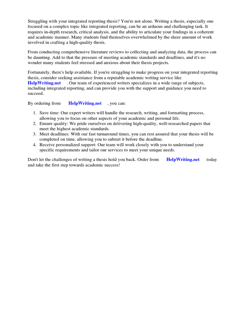 Integrated Reporting Thesis PDF | PDF | Thesis | Business