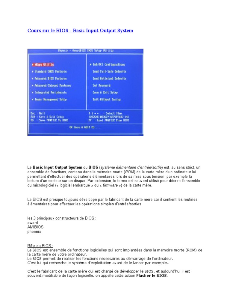 Cours Sur Le BIOS | PDF | Bios | Démarrage d'un ordinateur