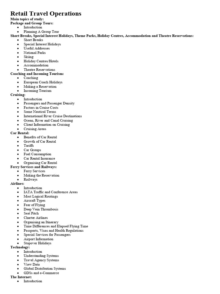 Icm Retail Travel Operations | PDF | Tourism | Insurance