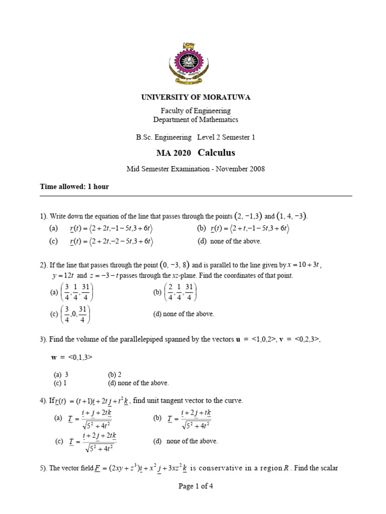 calulus_mid_paper | PDF | Applied Mathematics | Mathematical Concepts