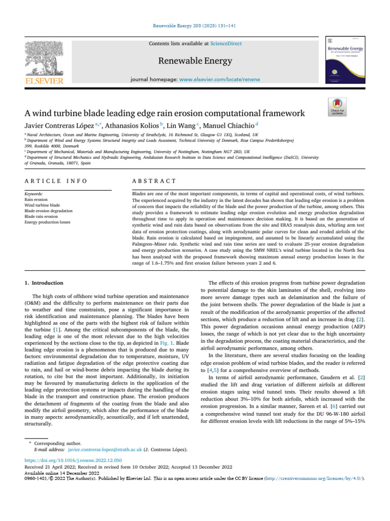 A Wind Turbine Blade Leading Edge Rain Erosion Computational Framework | PDF | Wind Turbine ...