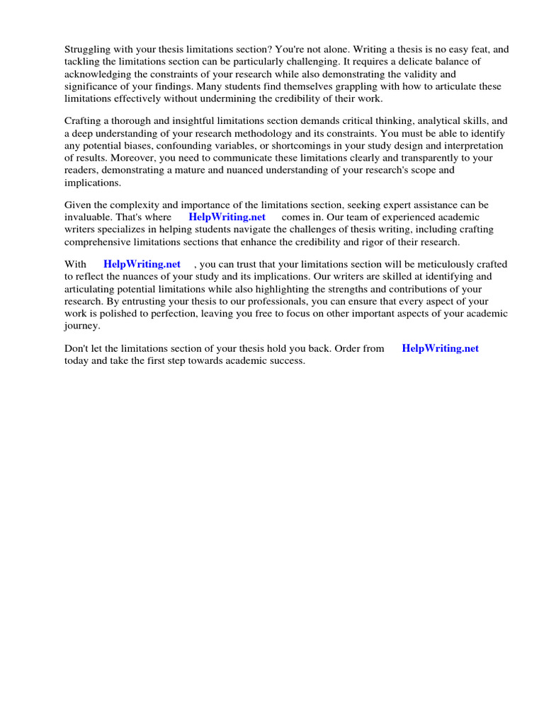 Writing Thesis Limitations | PDF | Sampling (Statistics) | Qualitative Research