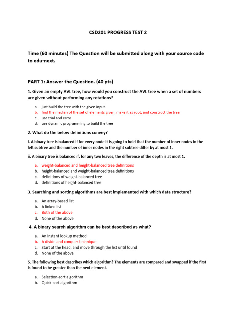 PracticeTest2 CSD201 ODD | PDF | Computer Programming | Mathematical ...