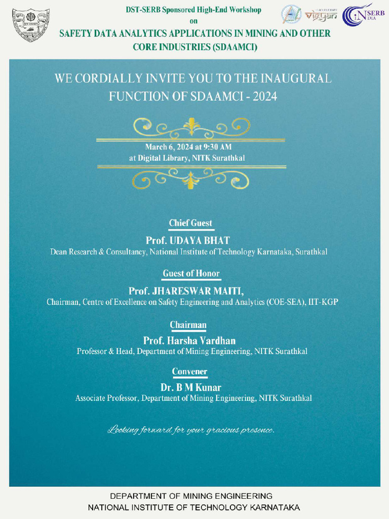 Inugration Invitation DST SERB FInal | PDF