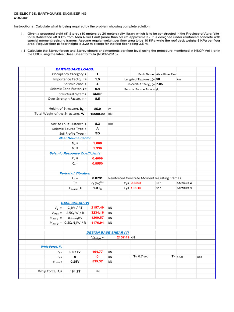 Earthquake Load Calculations for Library | PDF | Earthquakes | Mechanics