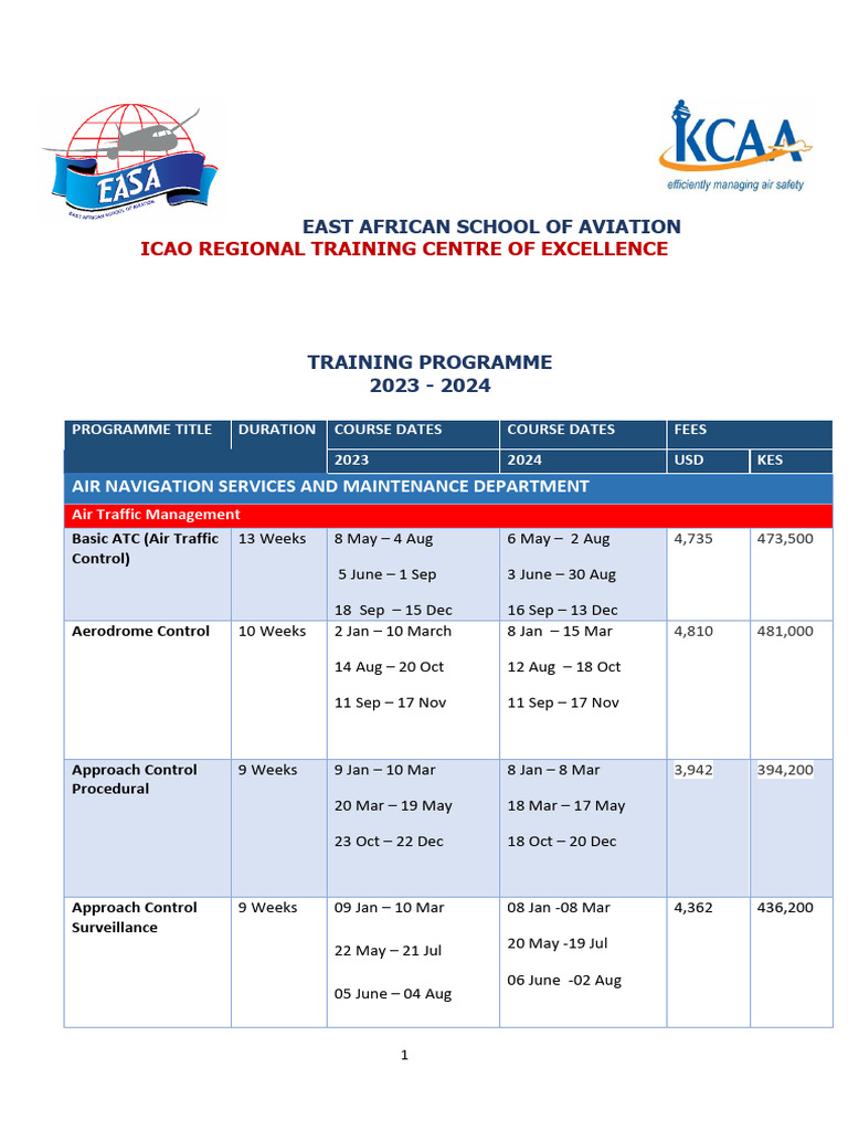 EASA Training Calendar 2023-2024 FINAL | PDF | Air Traffic Control | Aerodrome