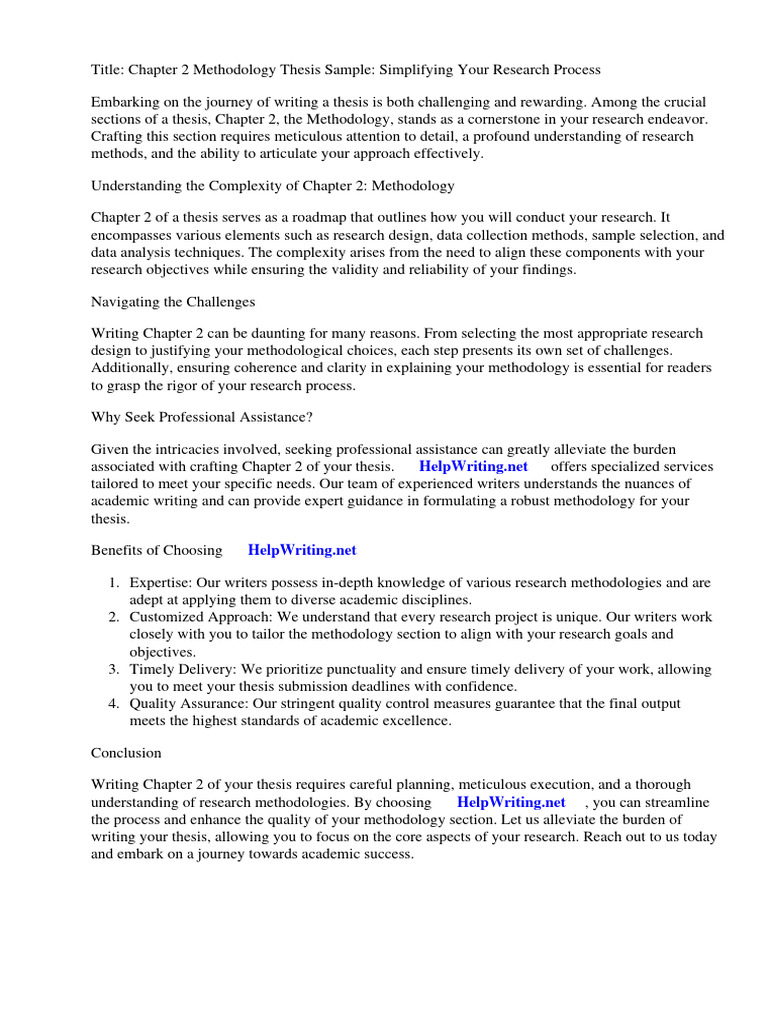 Chapter 2 Methodology Thesis Sample | PDF | Methodology | Qualitative ...