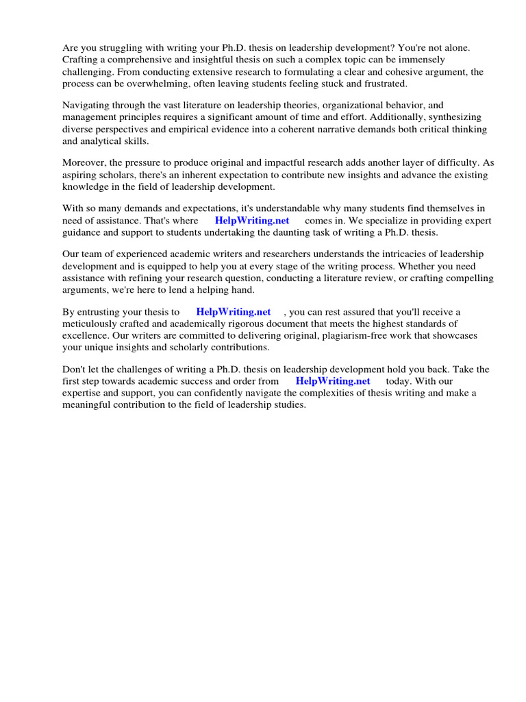 PHD Thesis On Leadership Development | PDF | Leadership | Thesis