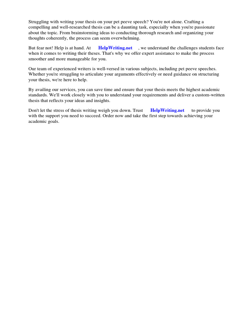 Pet Peeve Speech Thesis | PDF | Attention | Cognition