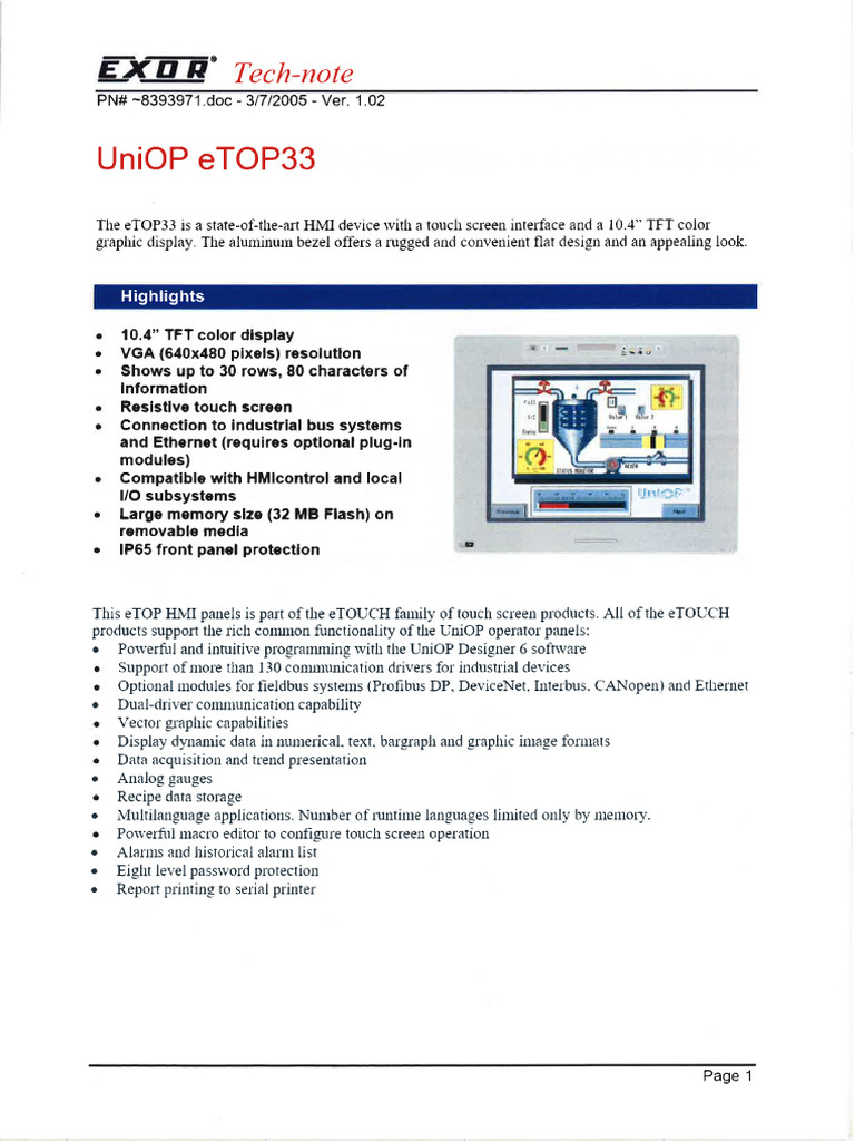 UniOp eTOP33 - Display | PDF