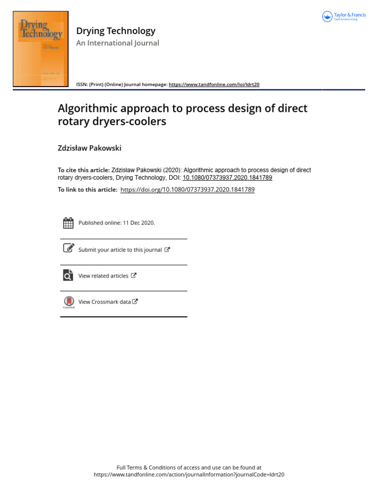 Algorithmic Approach To Process Design of Direct Rotary Dryers Coolers ...