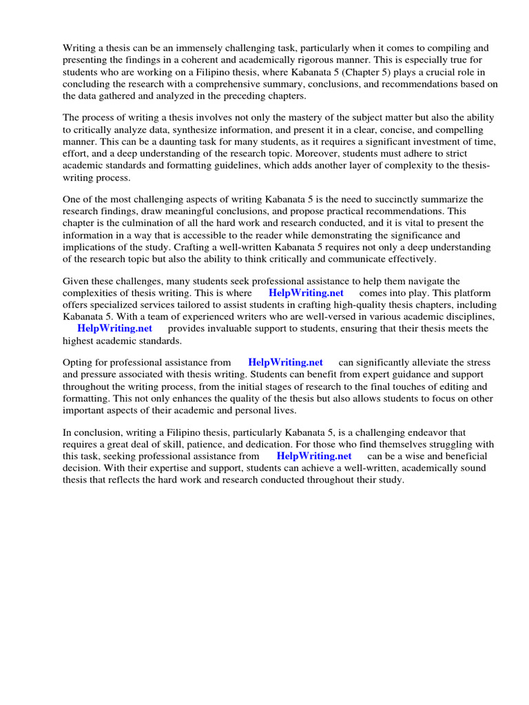 Filipino Thesis Sample Kabanata 5 | PDF | Wellness