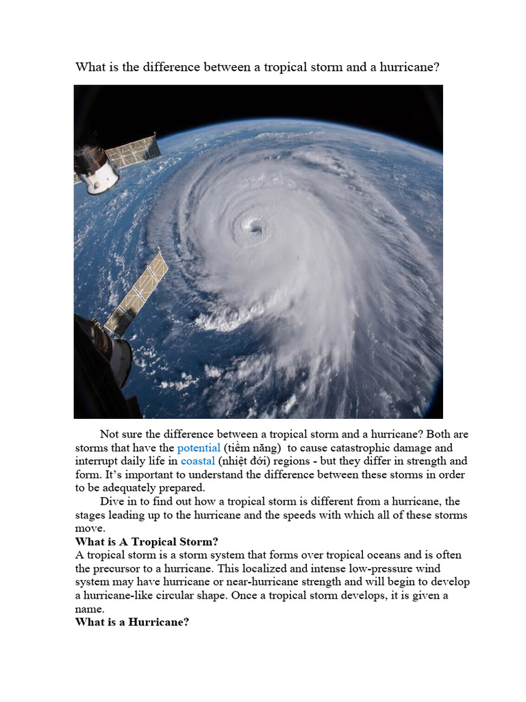 What Is The Difference Between A Tropical Storm and A Hurricane | PDF | Tropical Cyclones | Eye ...