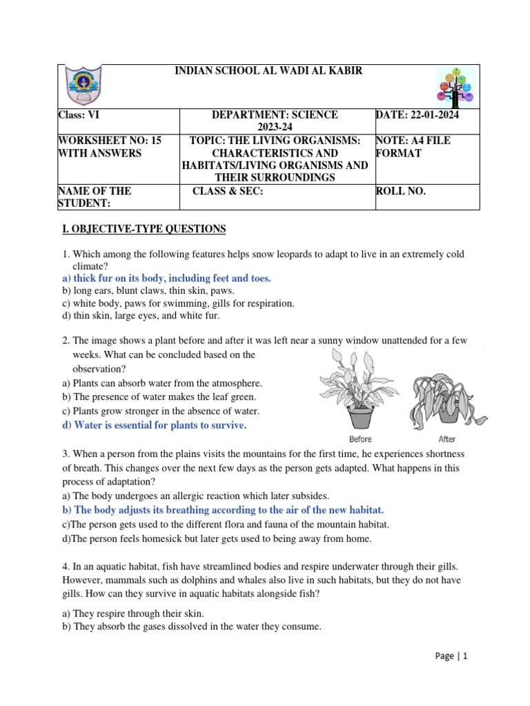 454612-Class-6 - Science - The Living Organisms-Characteristics and ...