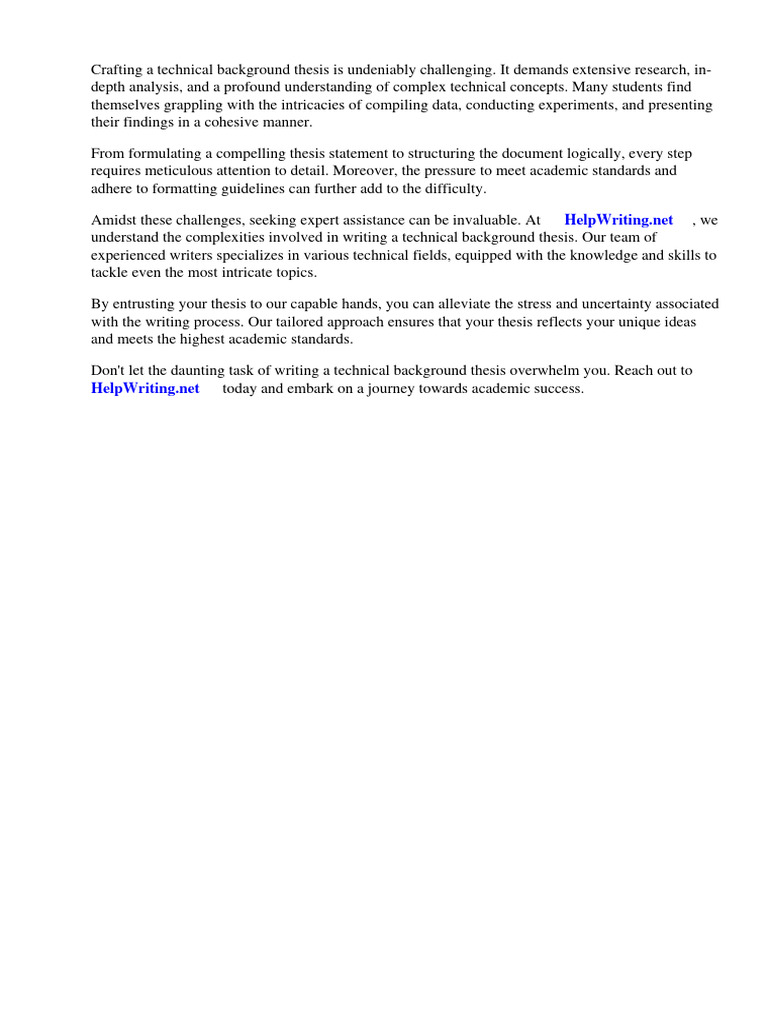 Technical Background Thesis Sample | PDF | Thesis | Abstract (Summary)