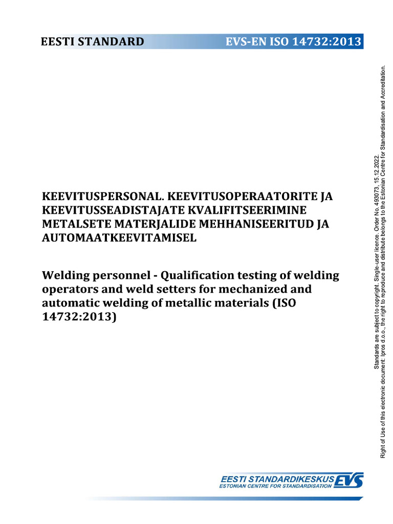 EN - ISO - 14732 2013 - en Welding Personnel Qualification Testing of ...