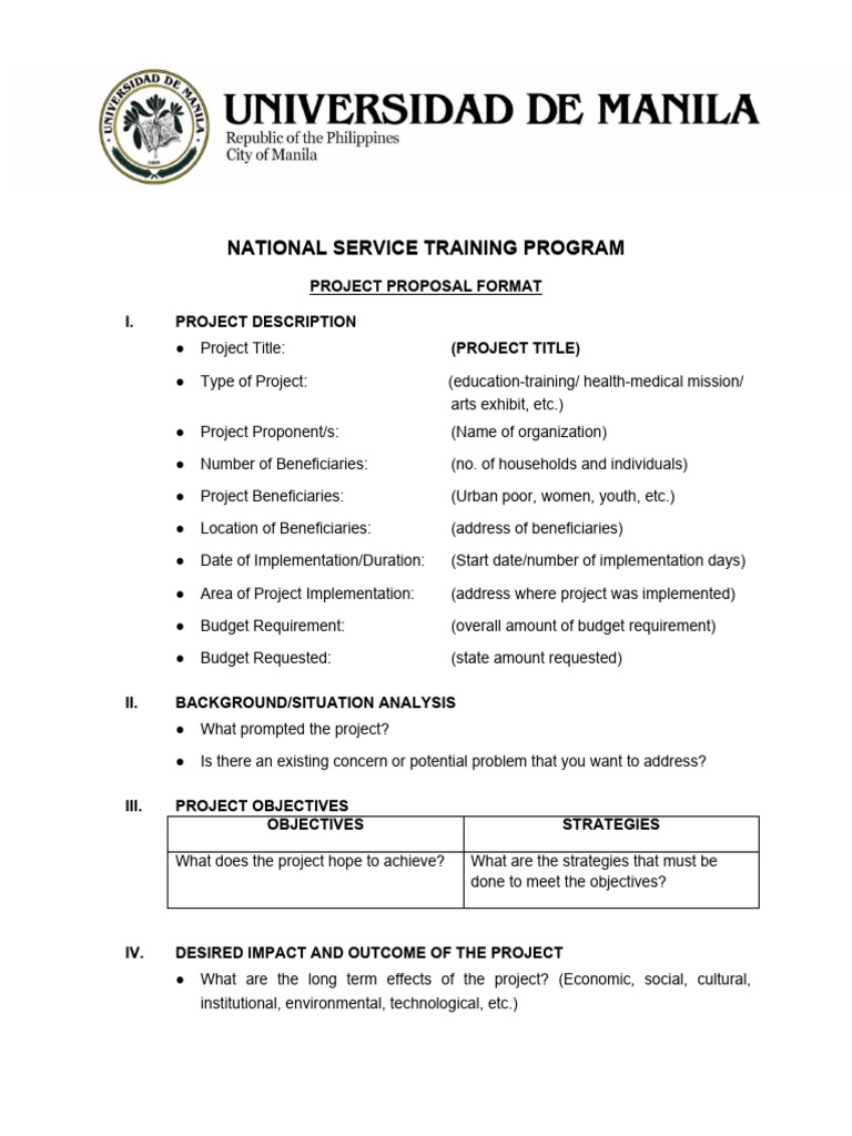 National Service Training Project Proposal | PDF | Risk | Risk Management
