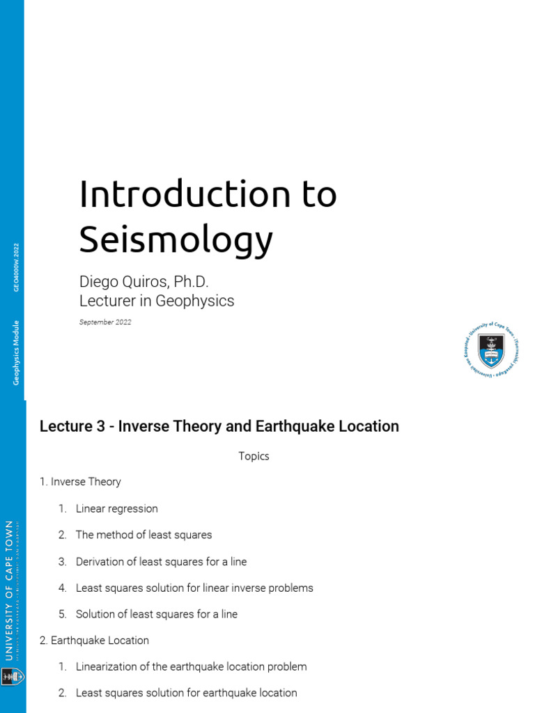 InverseTheory EarthquakeLocation | PDF | Inverse Problem | Least Squares