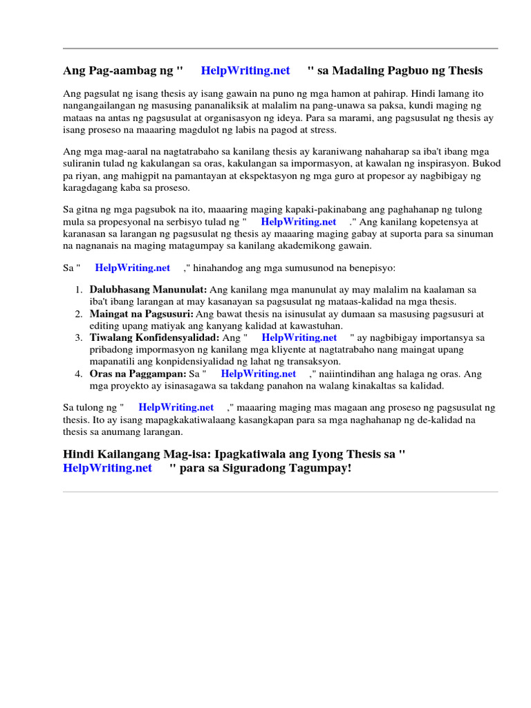 Thesis Tagalog Title | PDF