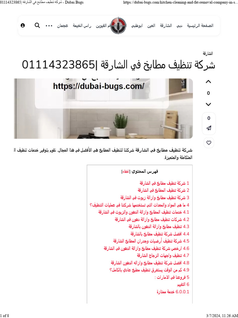 شركة تنظيف مطابخ في الشارقة 01114323865 - Dubai Bugs | PDF