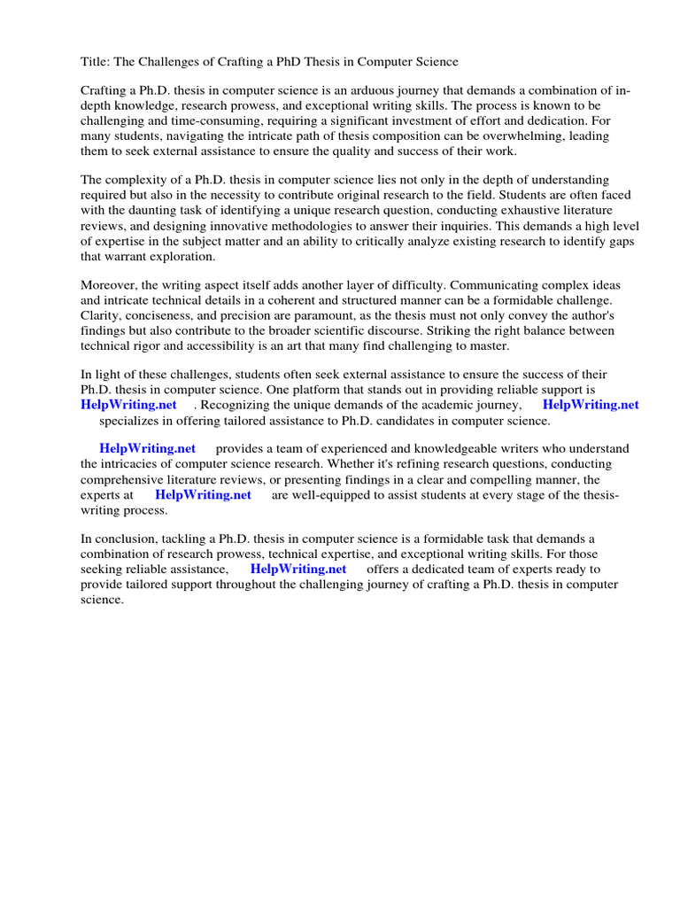 PHD Thesis Computer Science | PDF