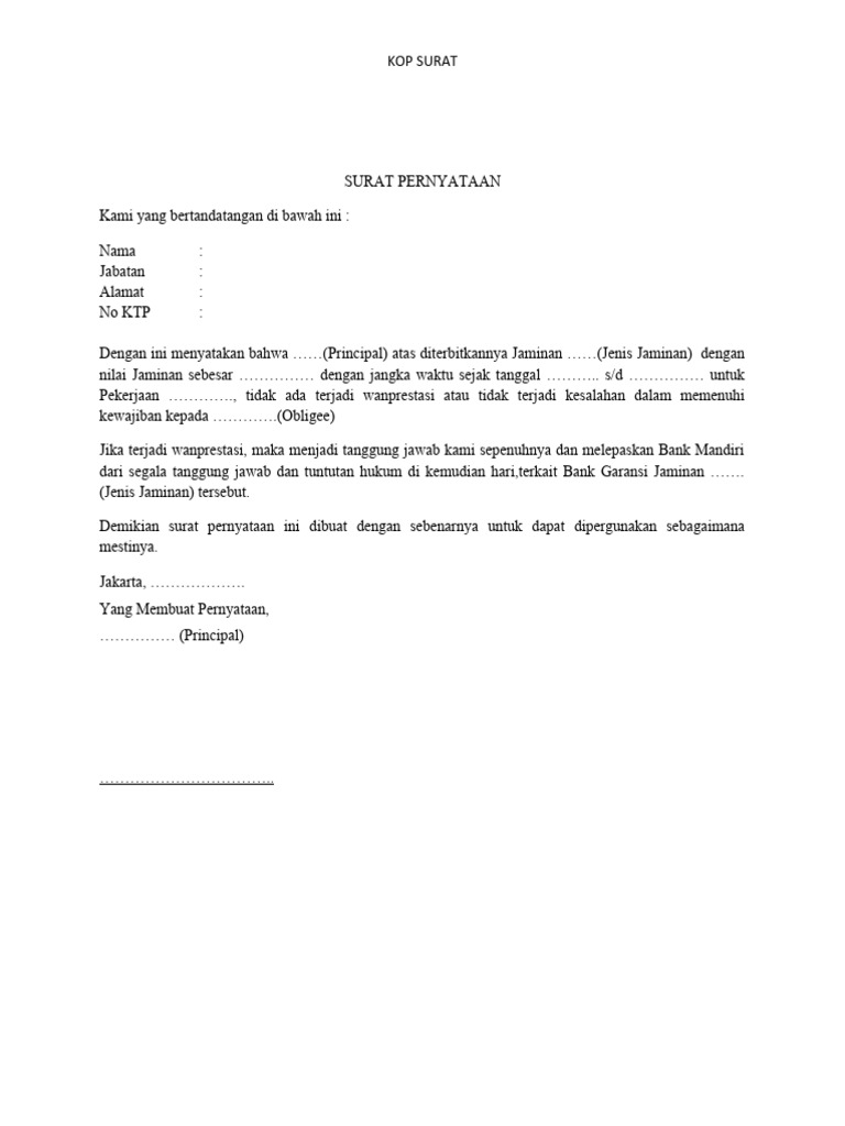 Surat Pernyataan (No Claim) | PDF