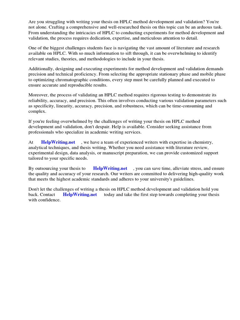 HPLC Method Development Thesis Guide | PDF | Business