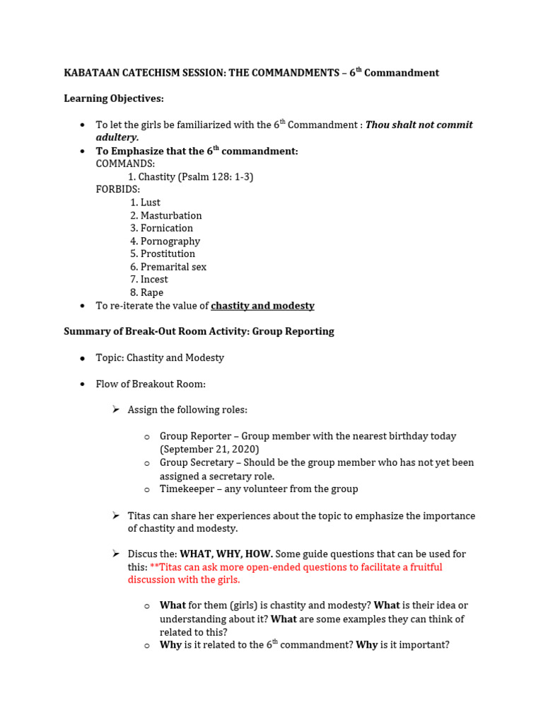 Learning Module For The 6th Commandment | PDF | Social Science