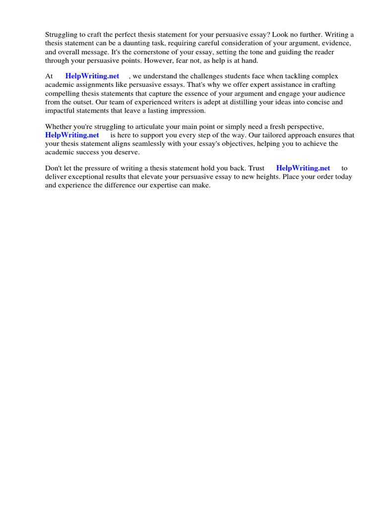 Persuasive Essay Examples Thesis Statement | PDF | Business | Self ...