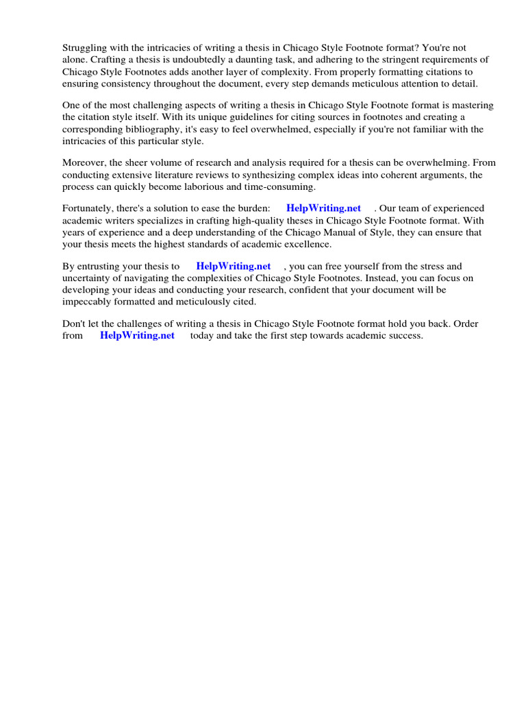 Chicago Style Thesis Writing Help | PDF | Citation | Note (Typography)