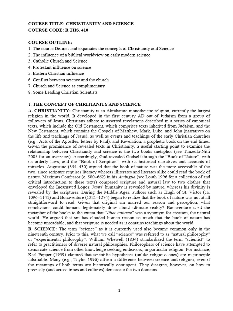 Christianity's Role in Scientific Development | PDF | Creationism ...