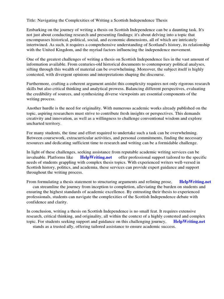 Scottish Independence Thesis | PDF Scottish Independence Thesis | PDF