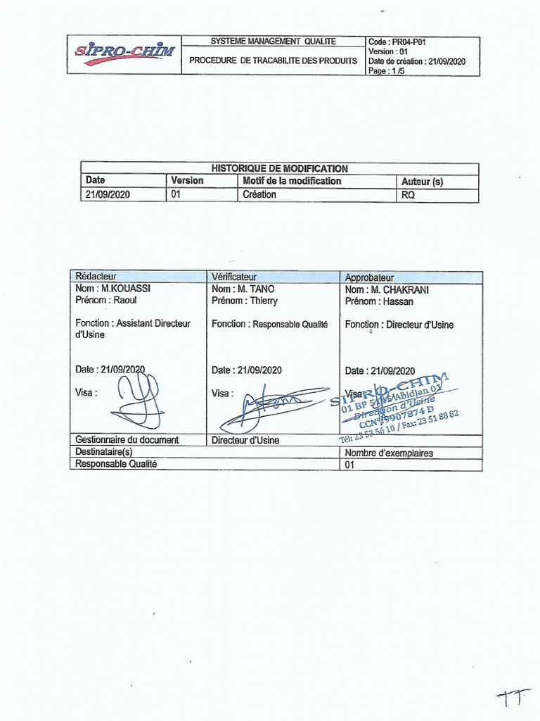 Pr04 Po1 Procedure De Tracabilite Pdf Pdf