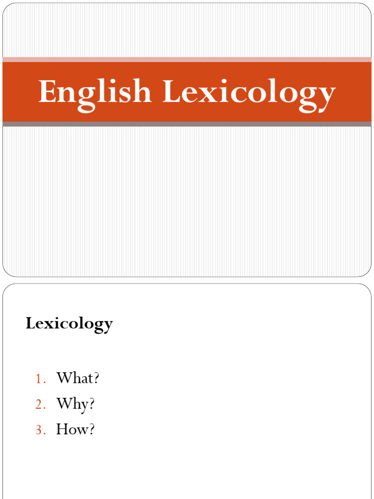 Lexicology & Words | PDF | Lexicology | Word