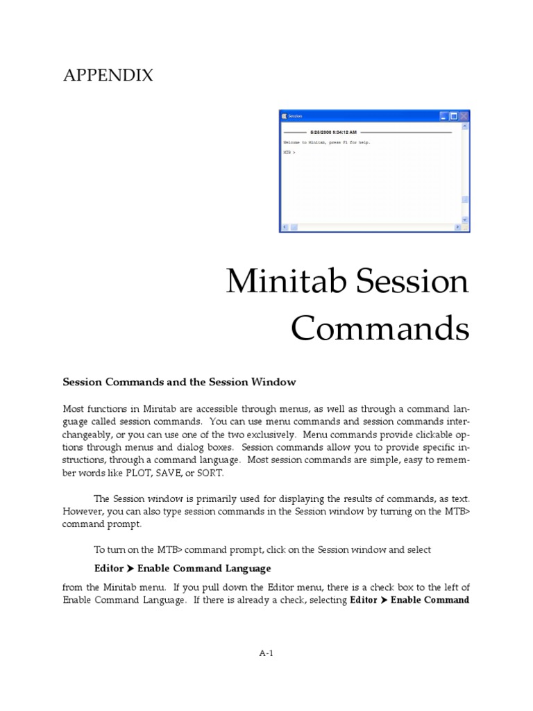 Minitab Session Commands: Appendix | PDF