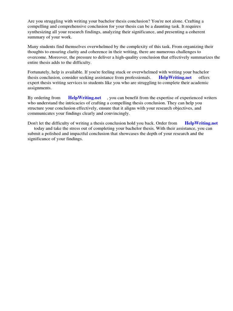 Bachelor Thesis Conclusion Example | PDF | Thesis | Corporate Social Responsibility