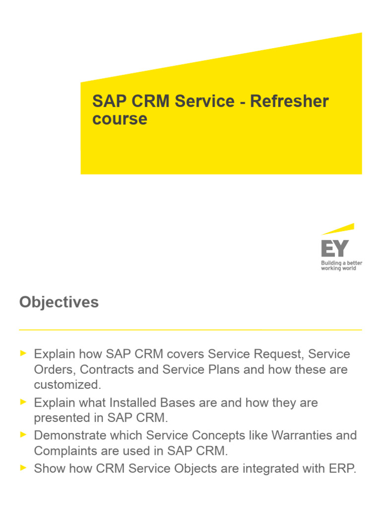 SAP CRM Service - Refresher Course | PDF