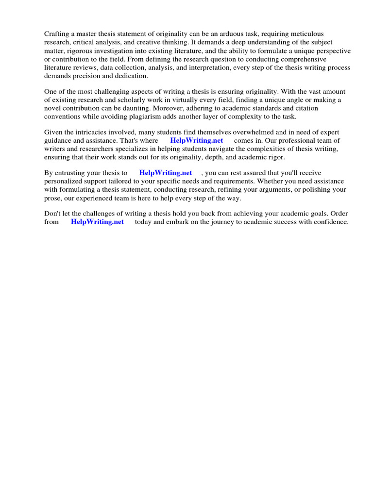 Master Thesis Statement of Originality | PDF | Knowledge | Surveying