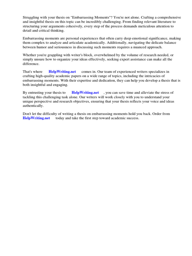 Embarrassing Moment Thesis | PDF | Experience | Thesis