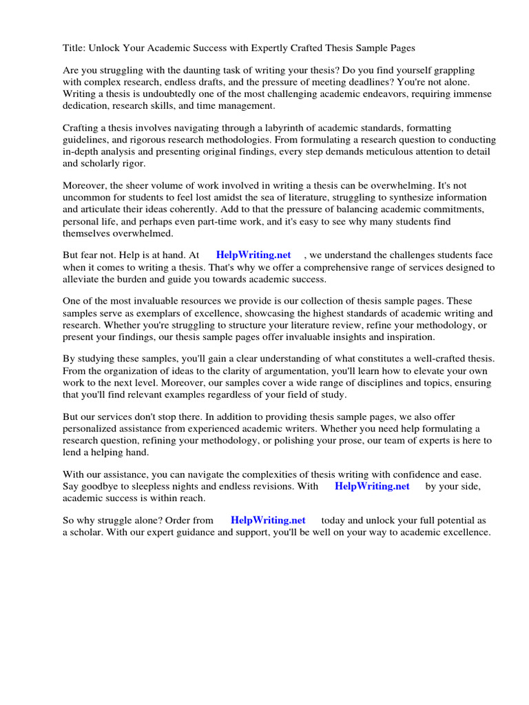 Thesis Sample Pages | PDF | Thesis | Methodology