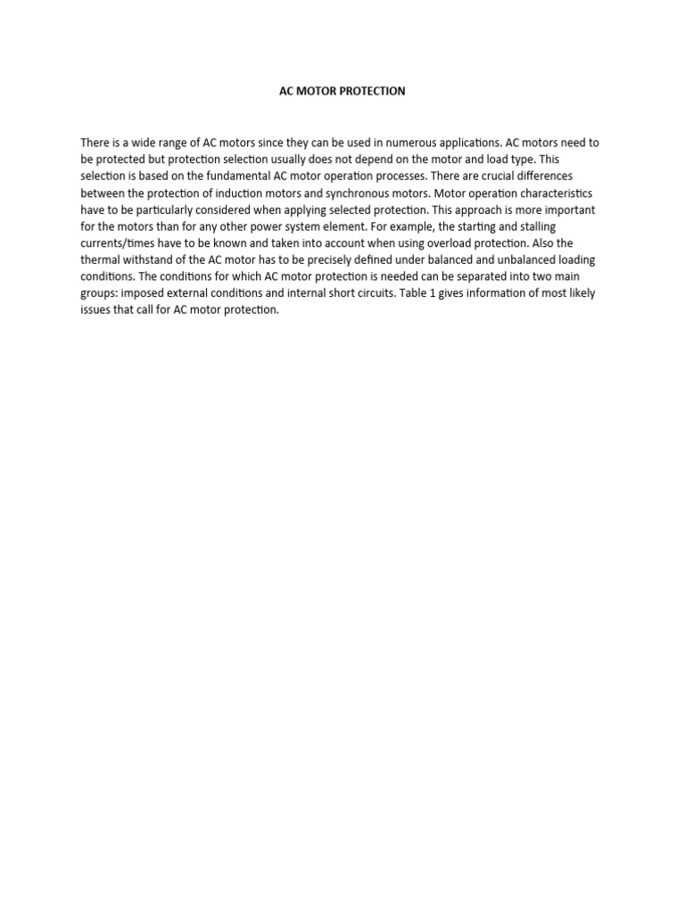 AC Motor Protection Strategies | PDF